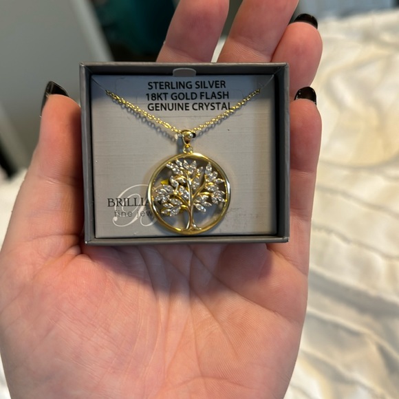 Jewelry | Nwt Crystal Tree Of Life Sterling Silver 18kt Gold Flash ...